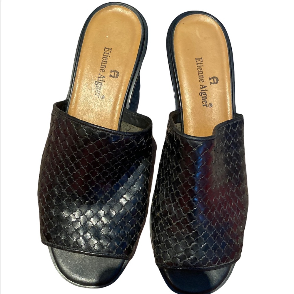 Etienne Aigner Leather Platform Sandals - Gem